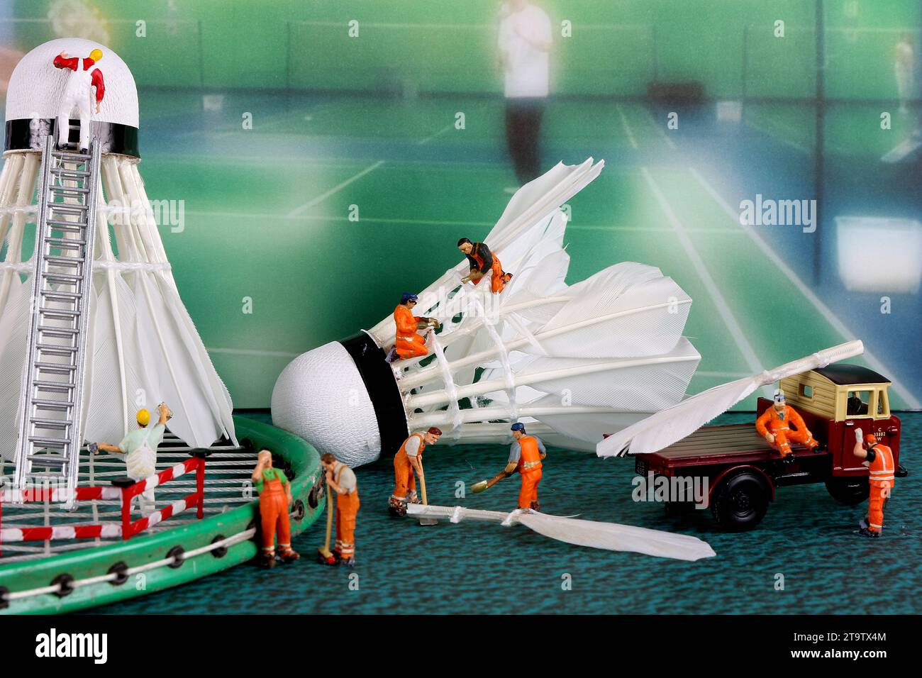 Miniature badminton scene Stock Photo - Alamy