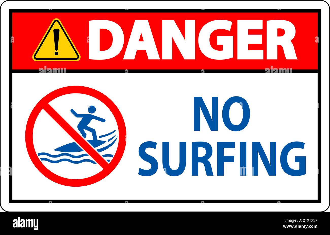 Danger Beach Safety Sign No Surfing Stock Vector Image & Art - Alamy