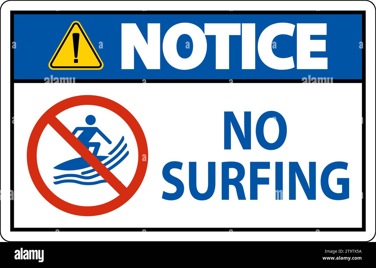 Notice Beach Safety Sign No Surfing Stock Vector Image & Art - Alamy