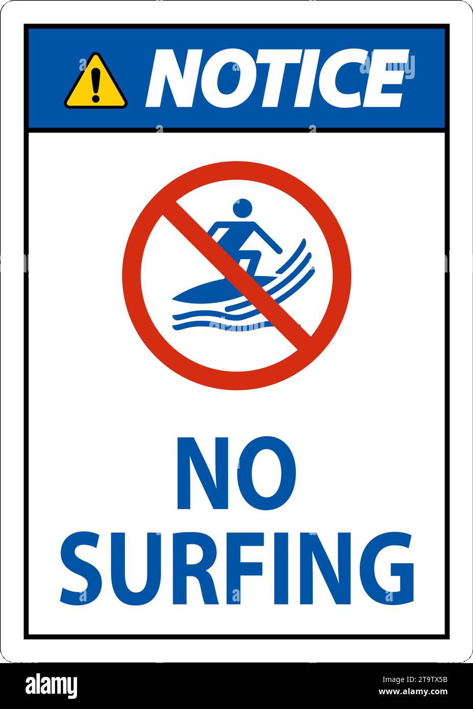 Notice Beach Safety Sign No Surfing Stock Vector Image & Art - Alamy