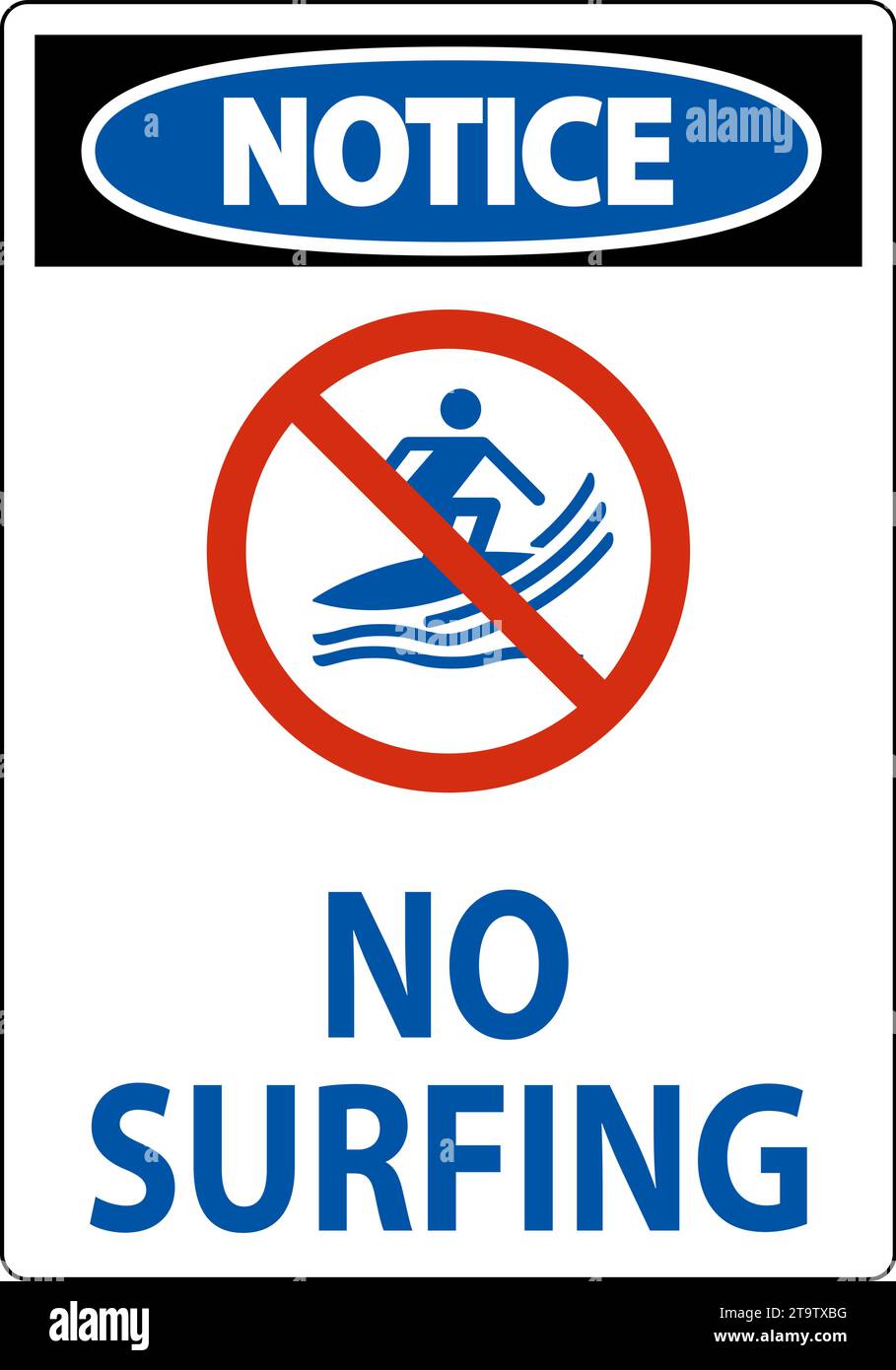 Notice Beach Safety Sign No Surfing Stock Vector Image & Art - Alamy