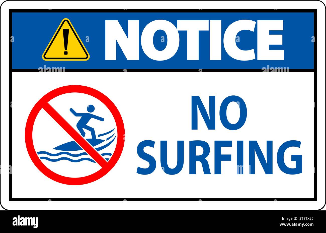 Notice Beach Safety Sign No Surfing Stock Vector Image & Art - Alamy