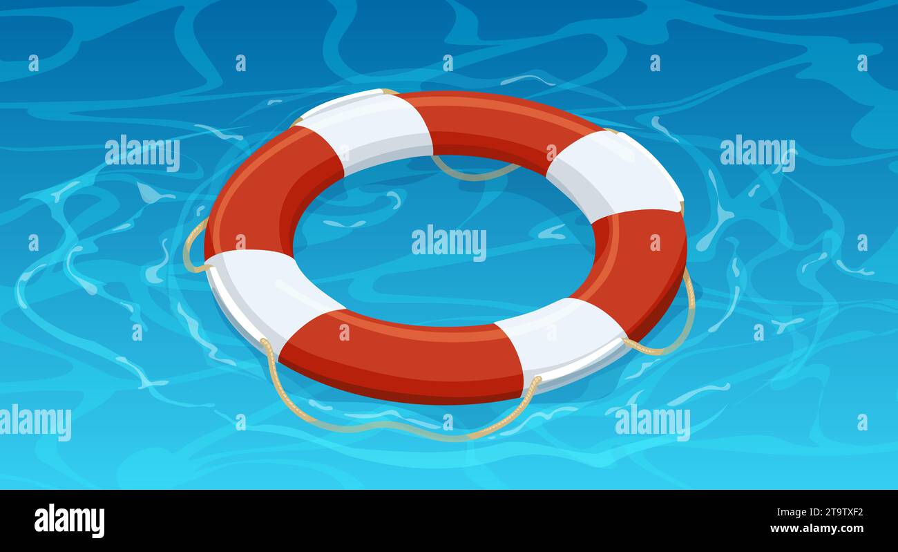 Cartoon rescue lifebuoy on blue water Stock Vector Image & Art - Alamy