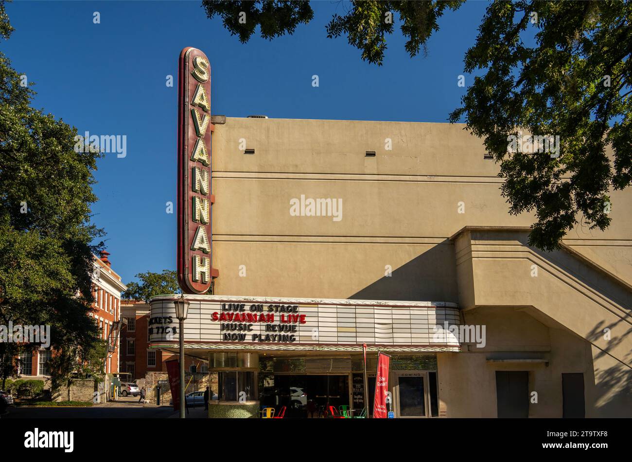 Savannah Theatre on Bull street at Chippewa Square in Savannah Georgia ...