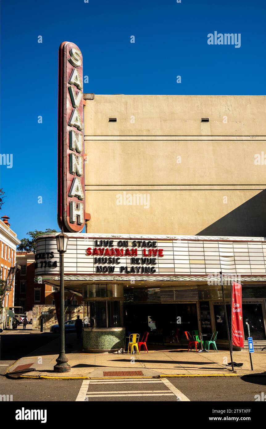 Savannah Theatre on Bull street at Chippewa Square in Savannah Georgia ...
