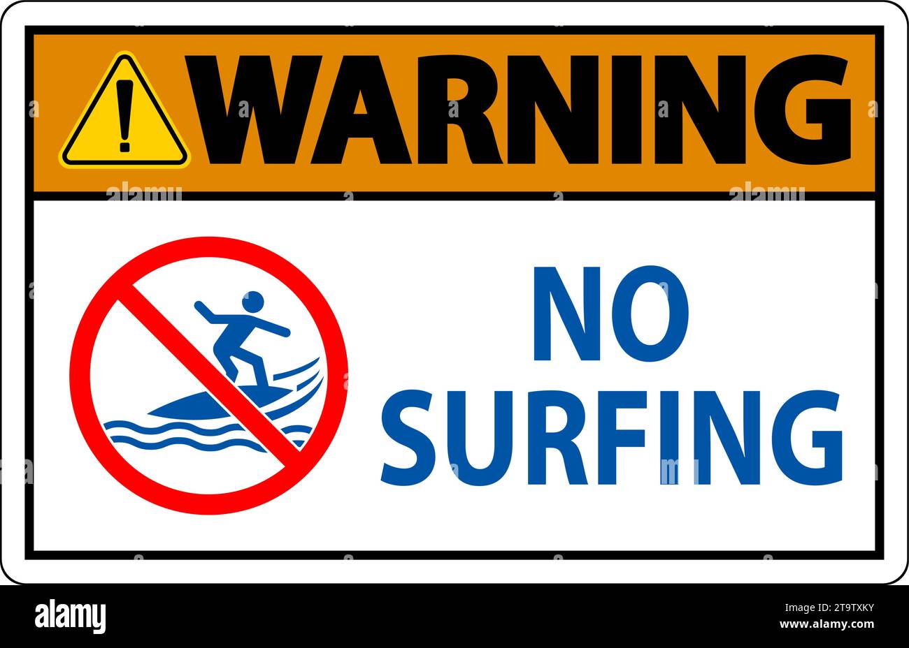Warning Beach Safety Sign No Surfing Stock Vector Image & Art - Alamy