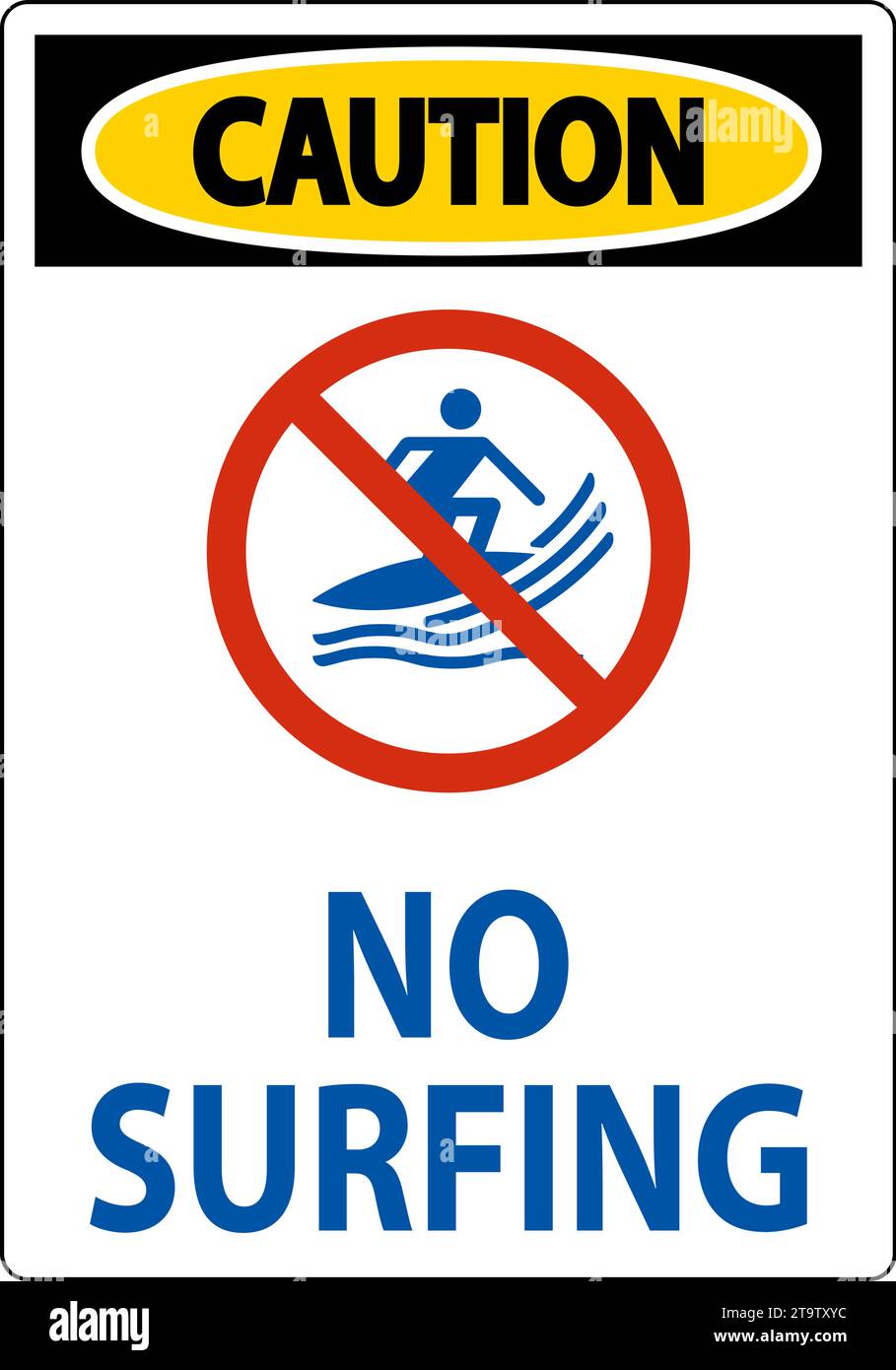 Caution Beach Safety Sign No Surfing Stock Vector Image & Art - Alamy