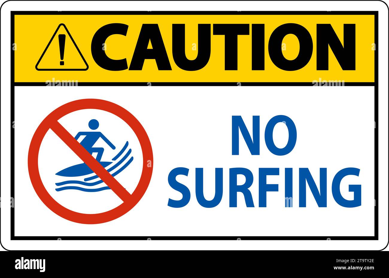 Caution Beach Safety Sign No Surfing Stock Vector Image & Art - Alamy