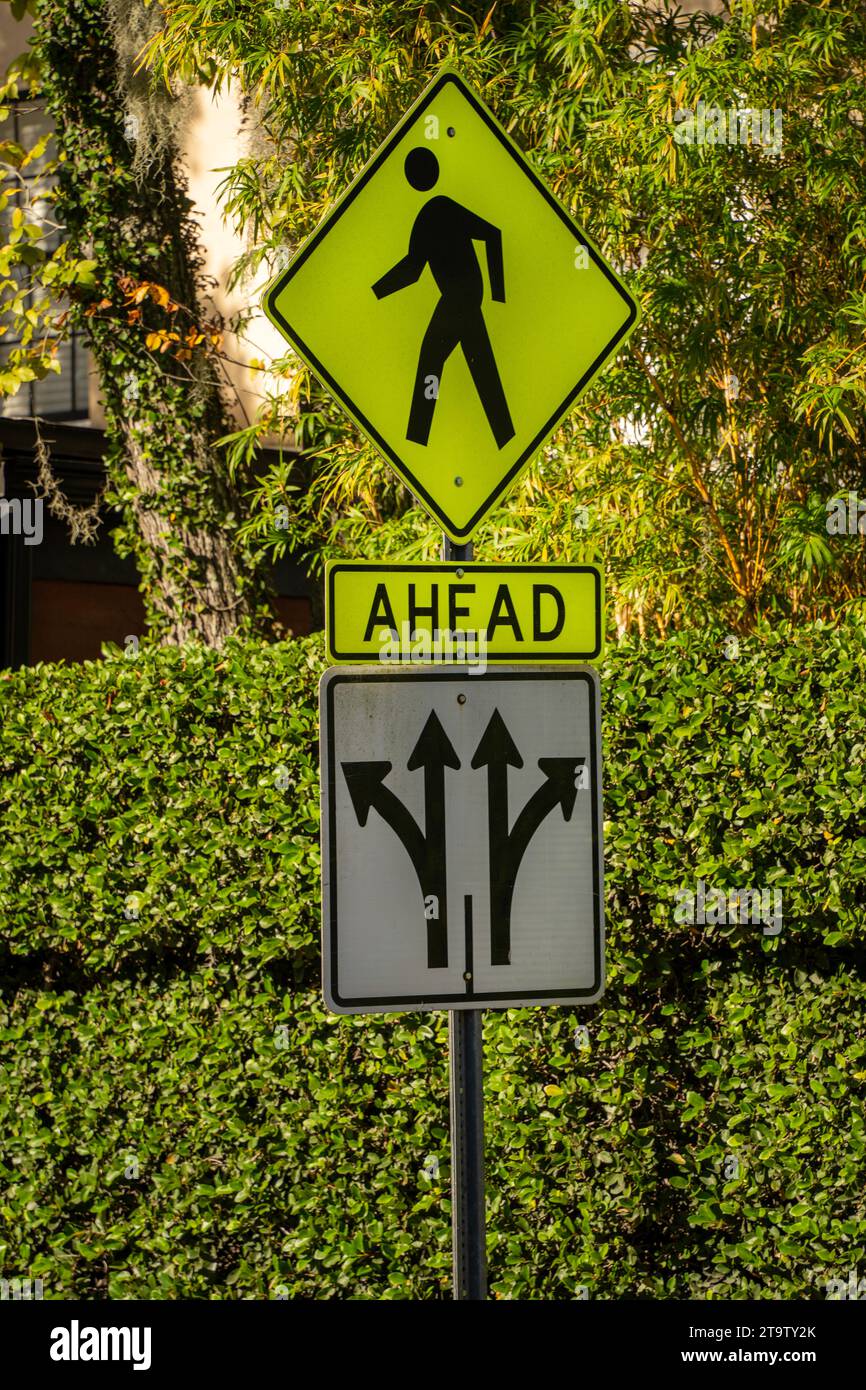 pedestrian sign in the garden district of Savannah Georgia Stock Photo ...