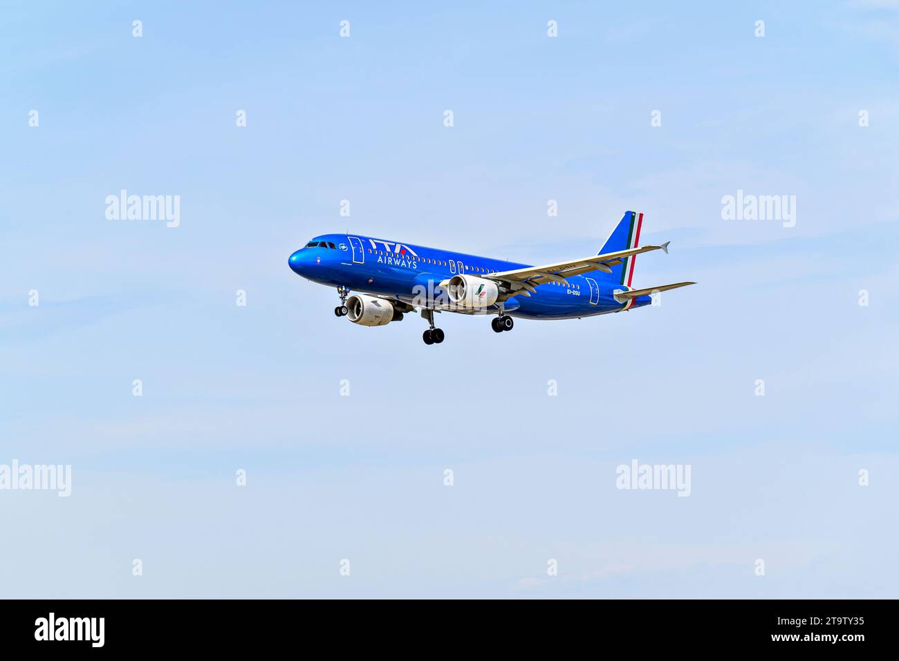 Barcelona, Spain; April 10, 2023: Airbus A320 plane of the Ita Airways ...