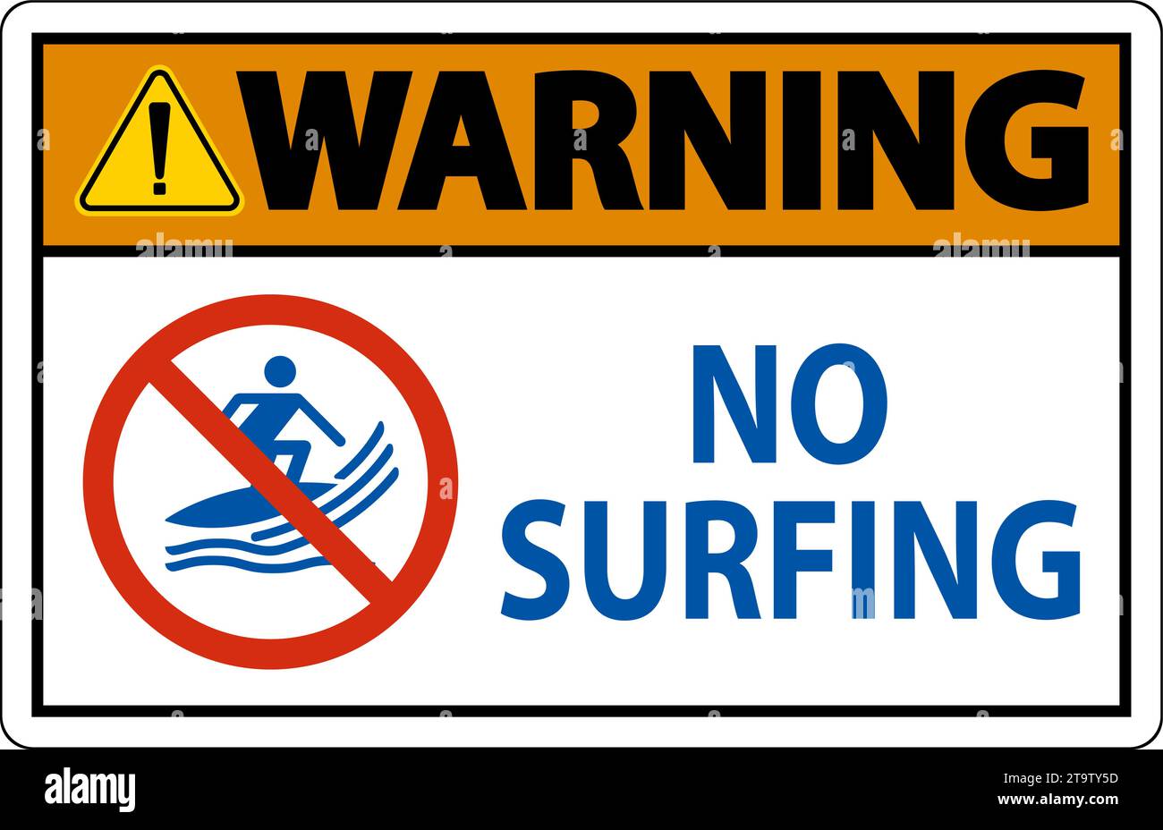 Warning Beach Safety Sign No Surfing Stock Vector Image & Art - Alamy