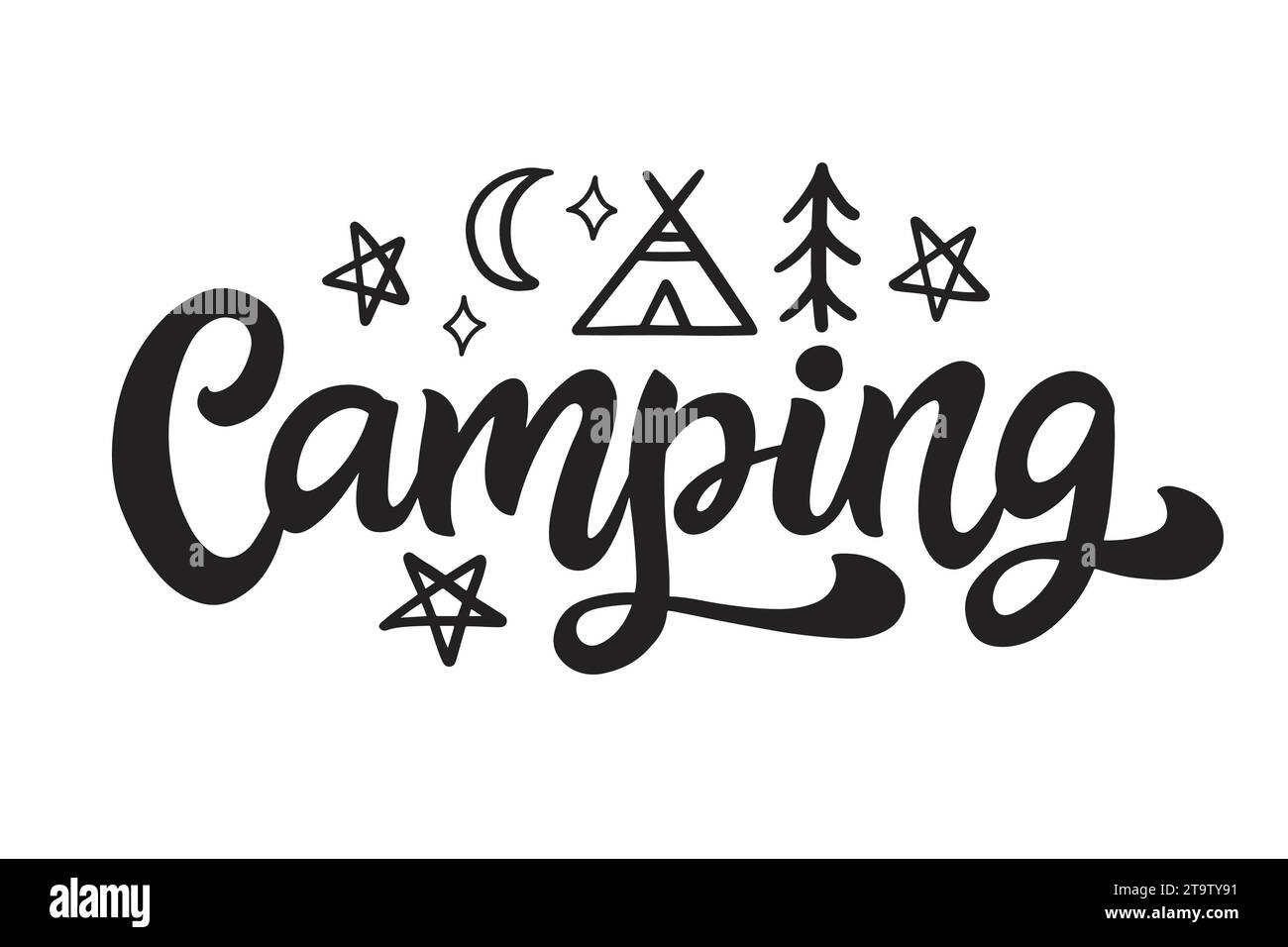 Camping Inscription Logo Emblem. Hand Lettering Stock Vector Image ...