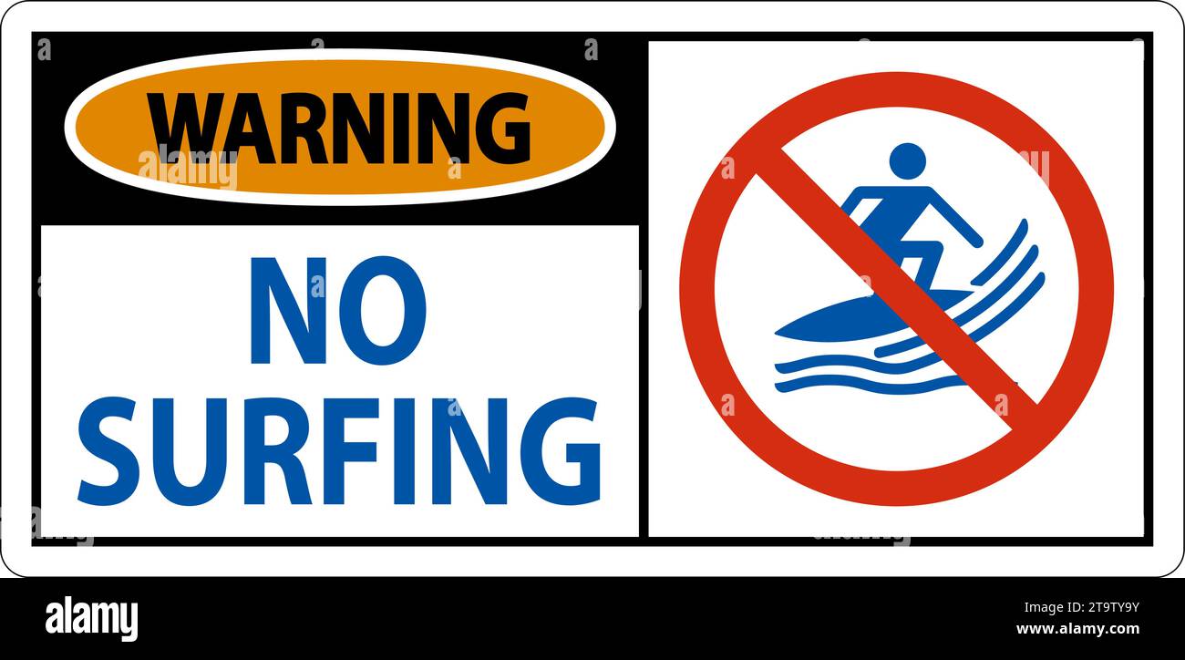 Warning Beach Safety Sign No Surfing Stock Vector Image & Art - Alamy