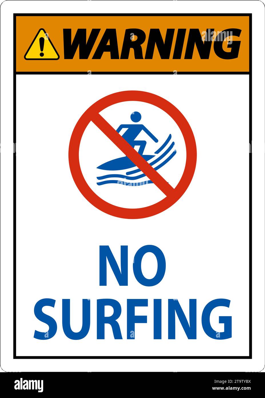 Warning Beach Safety Sign No Surfing Stock Vector Image & Art - Alamy