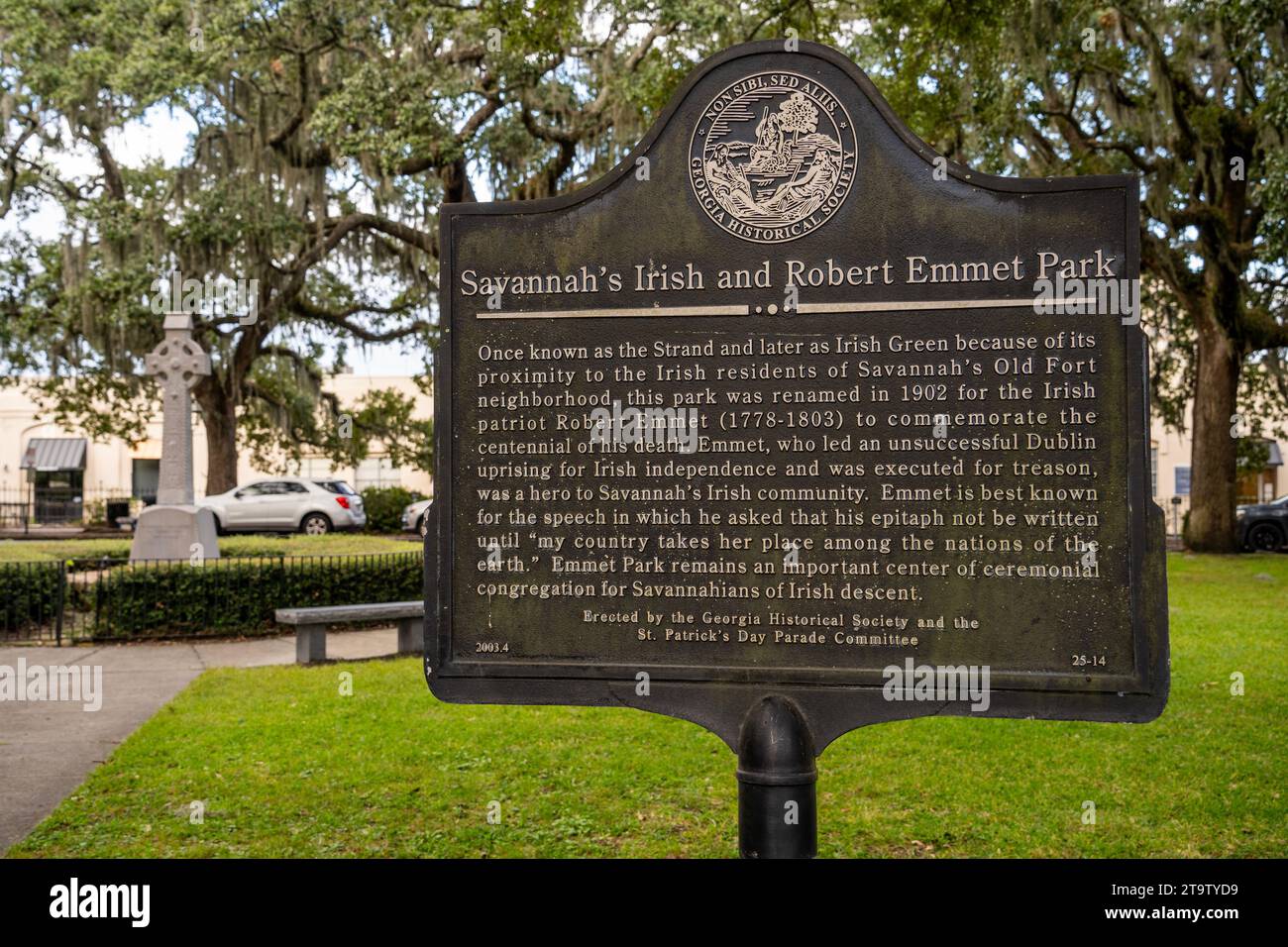 Savannah's Irish and Robert Emmet Park in Savannah Georgia Stock Photo ...