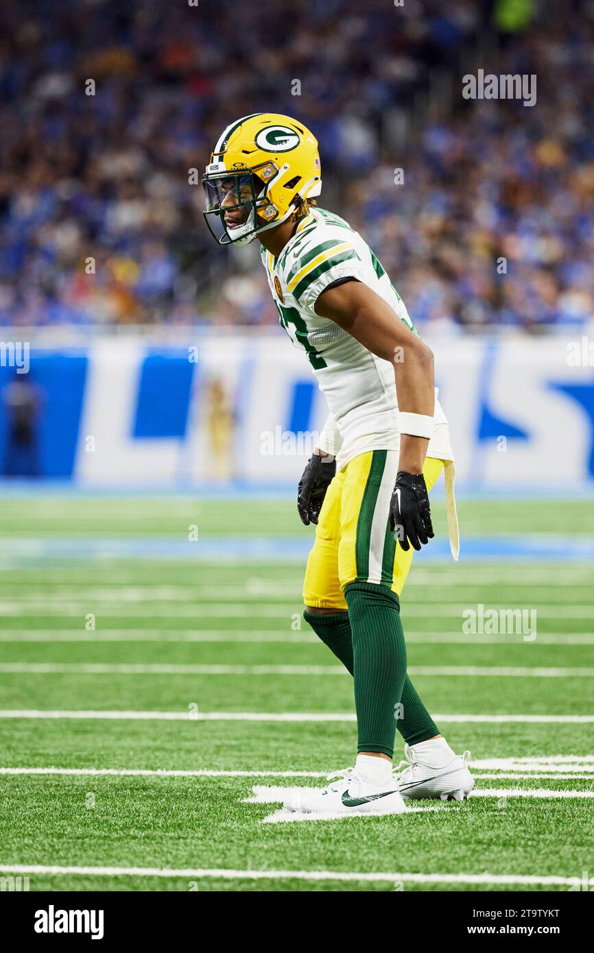 Green Bay Packers cornerback Carrington Valentine (37) pursues a play ...
