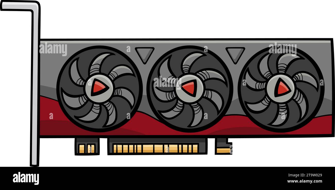 Cartoon illustration of graphics card computer component object clip ...