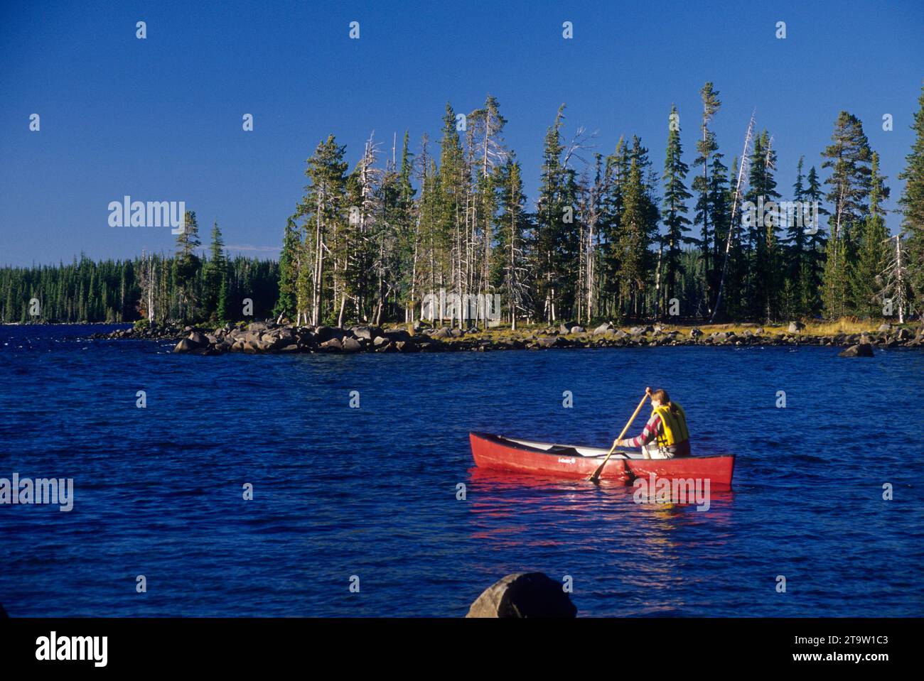 Canoeing at Waldo Lake, Waldo Lake State Scenic Waterway, Willamette ...