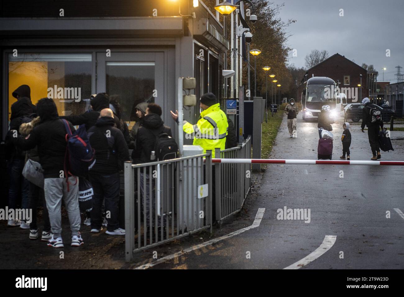 TER APEL - Asylum seekers at the IND gate at the reception center in ...