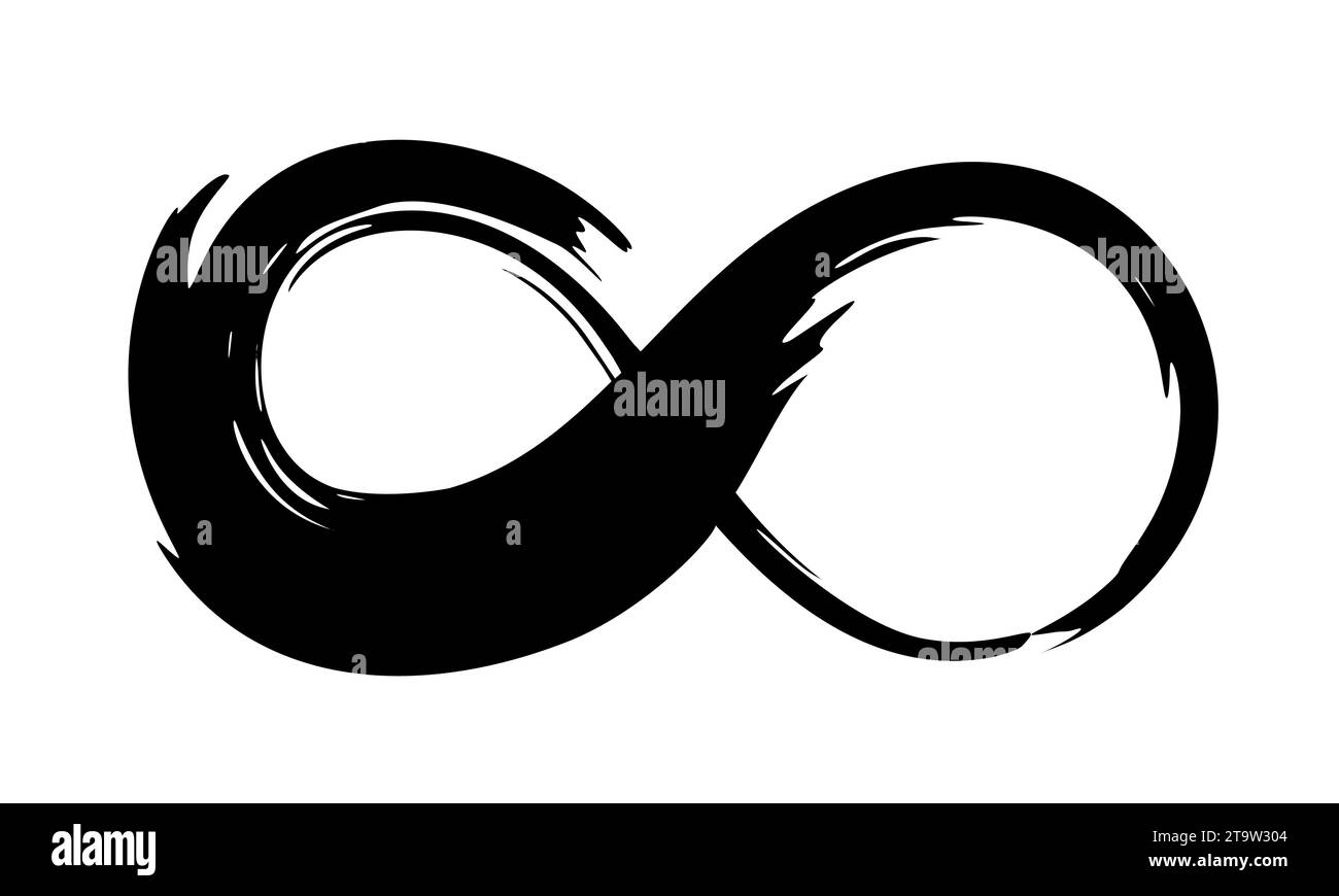 Infinity symbol hand painted with grunge brush stroke and black paint ...