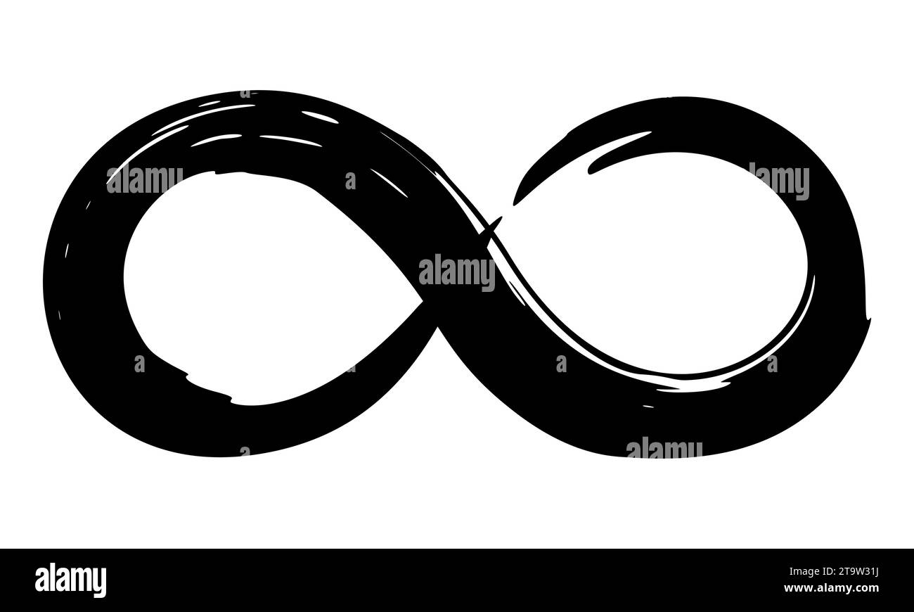 Infinity symbol hand painted with grunge brush stroke and black paint ...