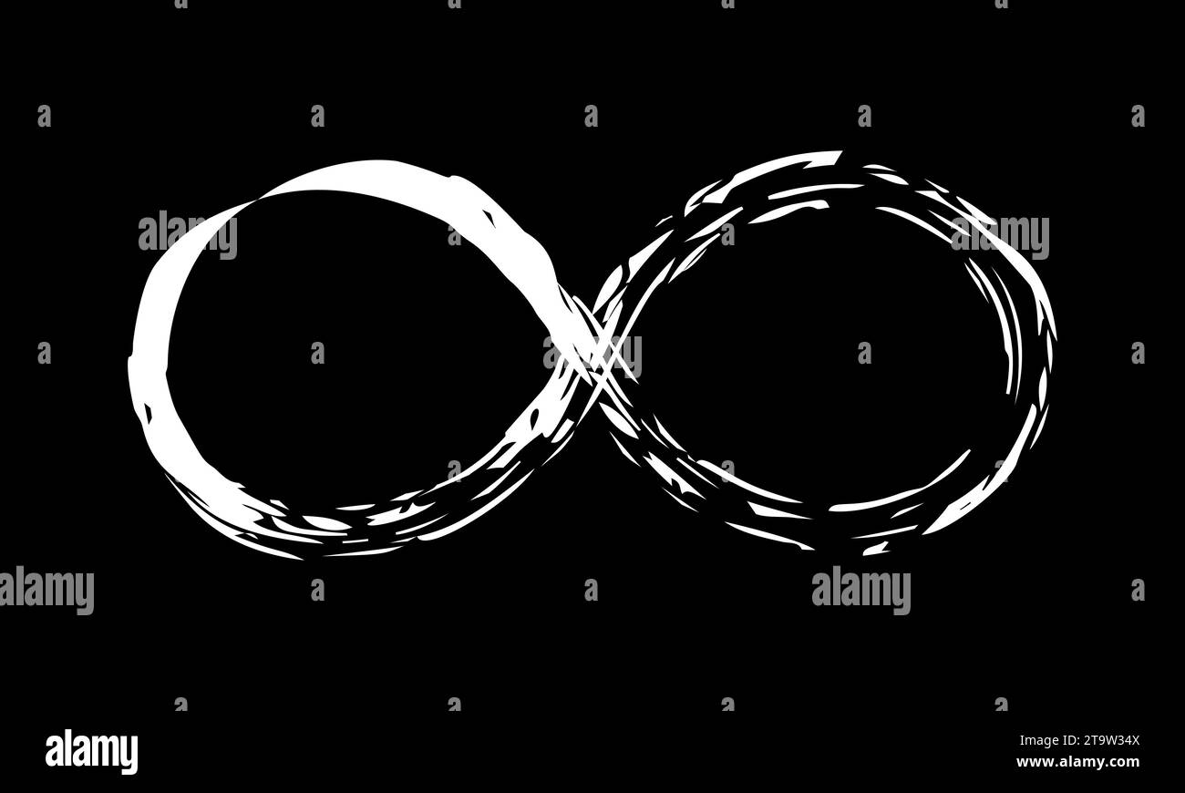 Infinity symbol. Hand painted with black paint. Grunge brush stroke ...