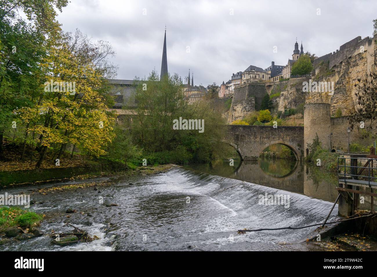 View with the river Alzette in the city called Luxembourg Stock Photo ...