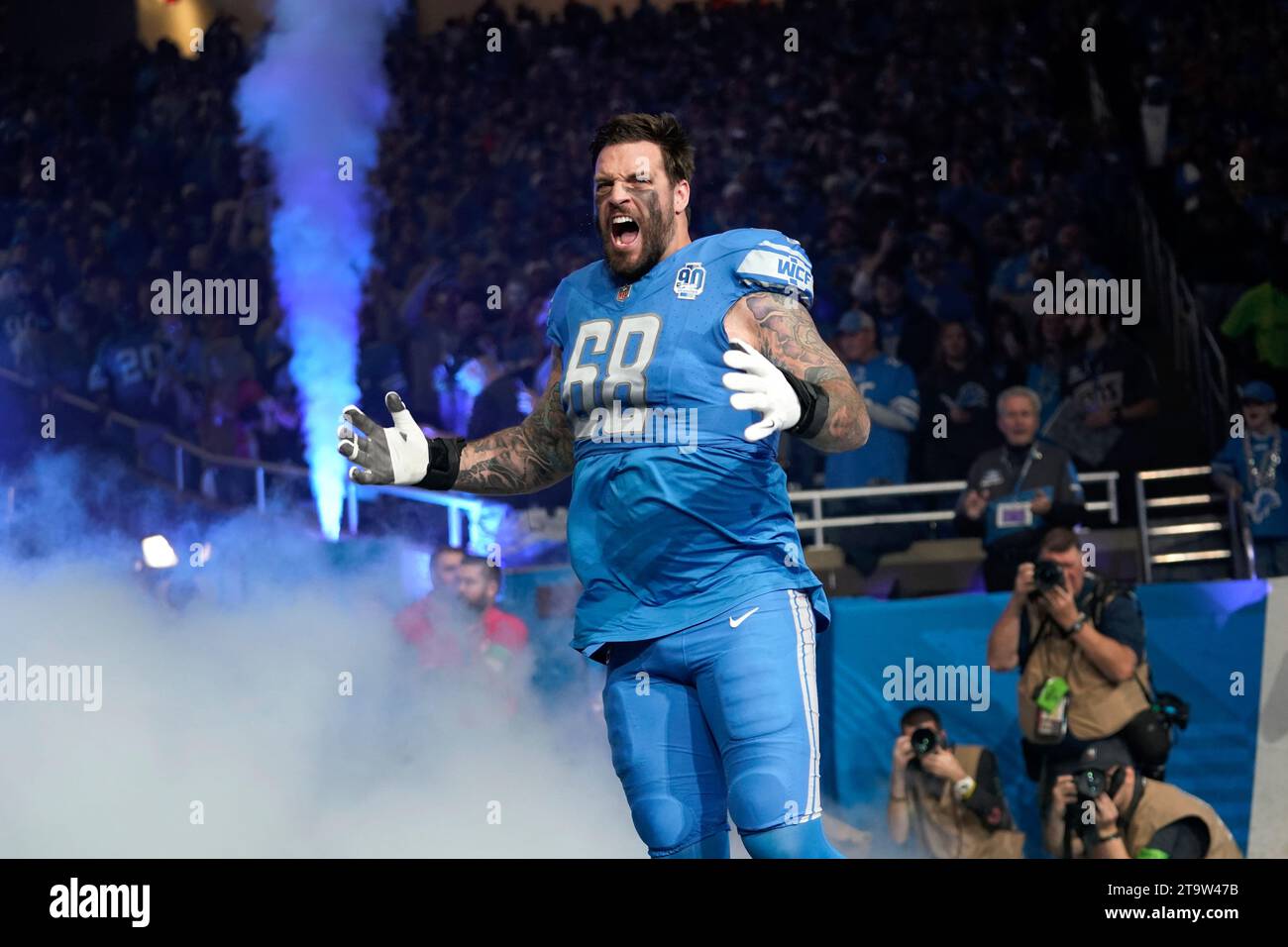 Detroit Lions offensive tackle Taylor Decker (68) is introduced before ...