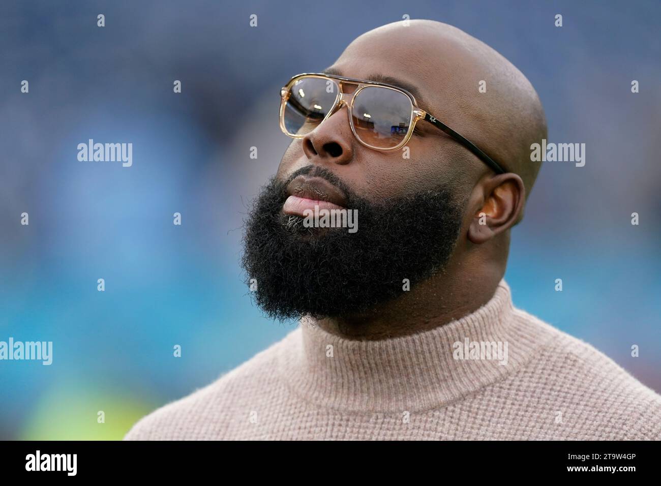 Tennessee Titans general manager Ran Carthon walks the field before an ...