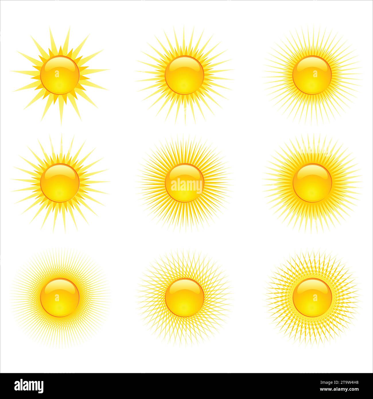Sun icons vector set illustration isolated on white background Stock ...