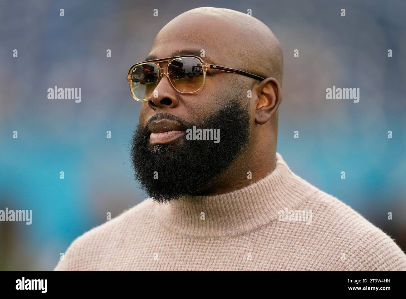 Tennessee Titans general manager Ran Carthon walks the field before an ...