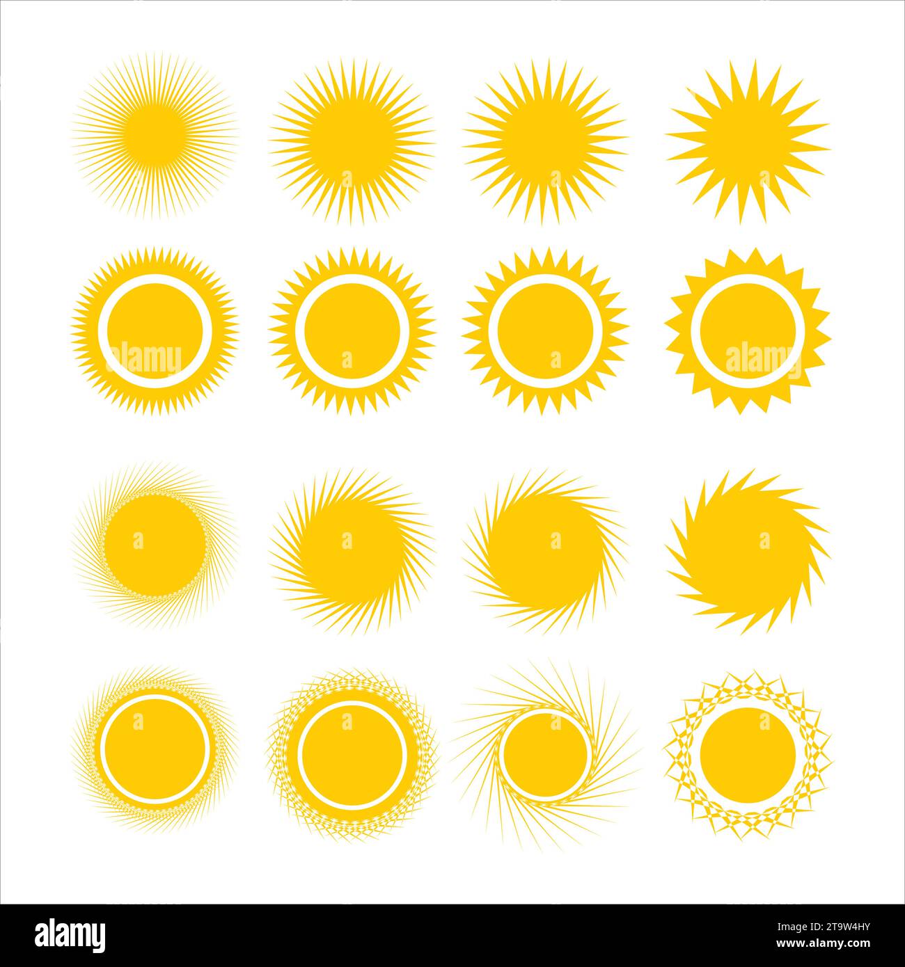 Sun icons vector set illustration isolated on white background Stock ...