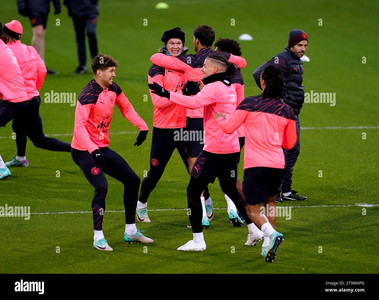 Manchester City's Erling Haaland (centre), John Stones and Kalvin ...