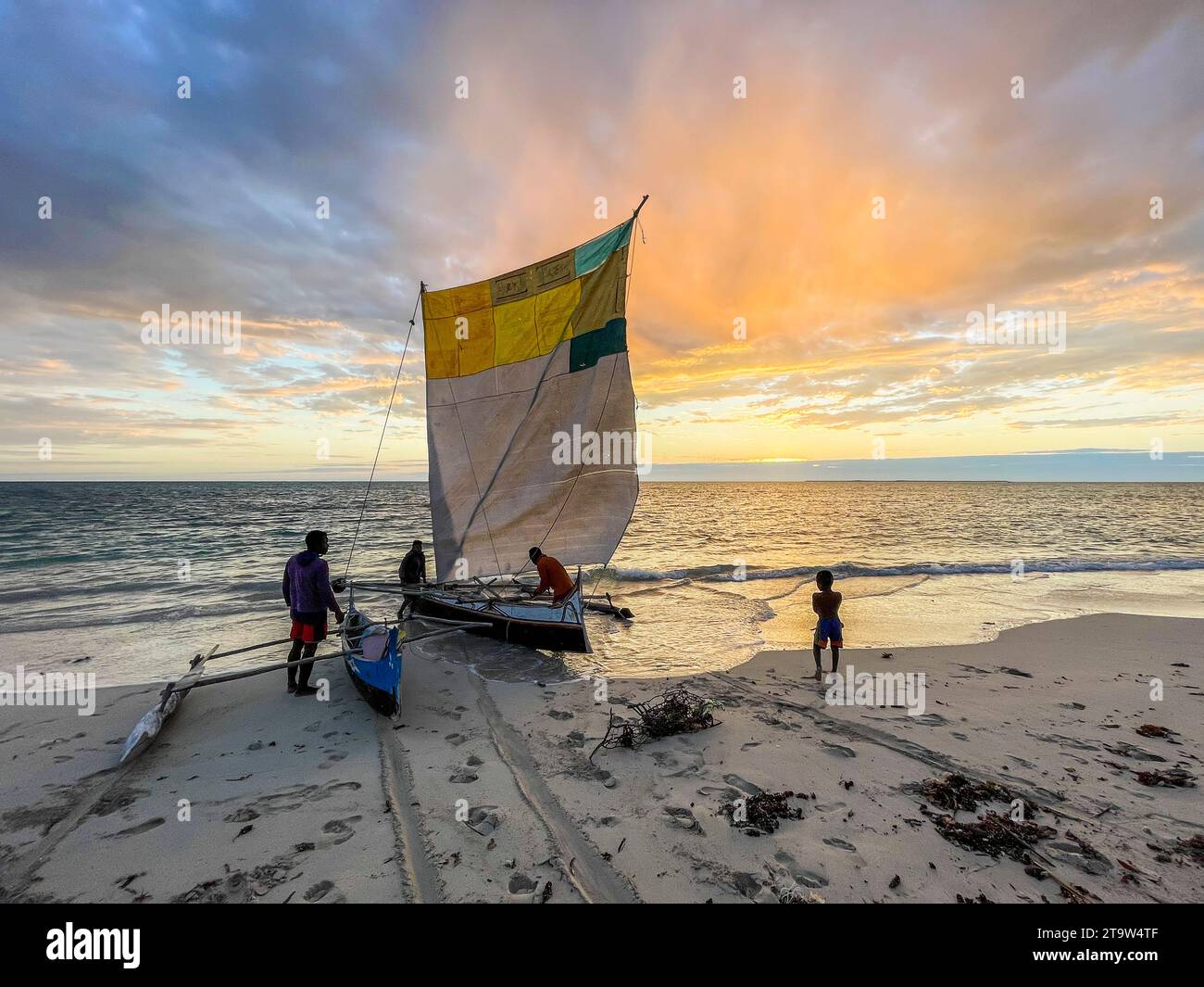 Madagascar, traditional boat at sunset Stock Photo - Alamy