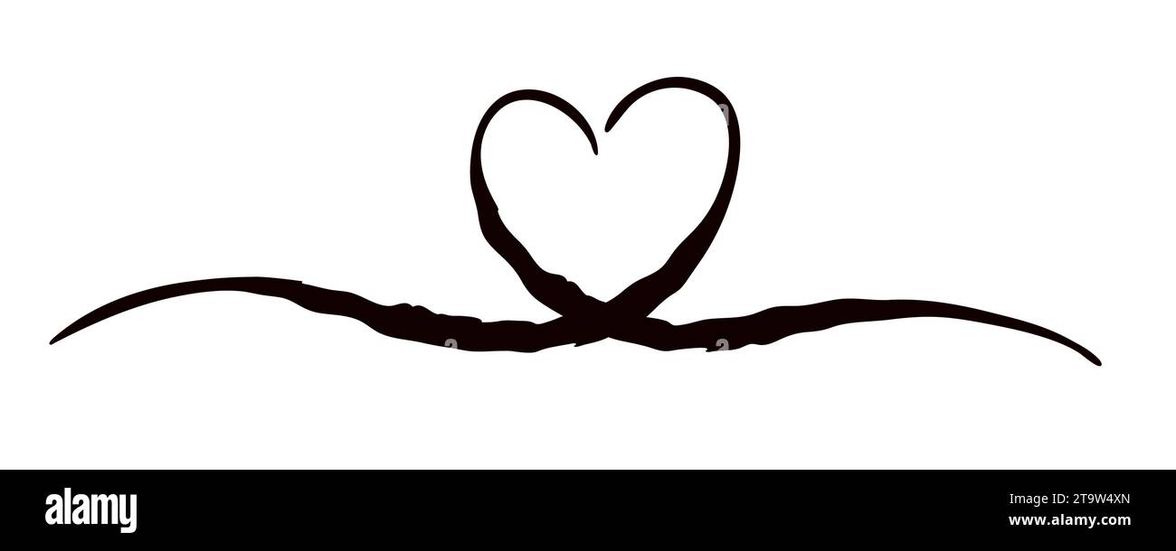 Heart Valentine's Day swash hand painted with brush and ink, isolated ...