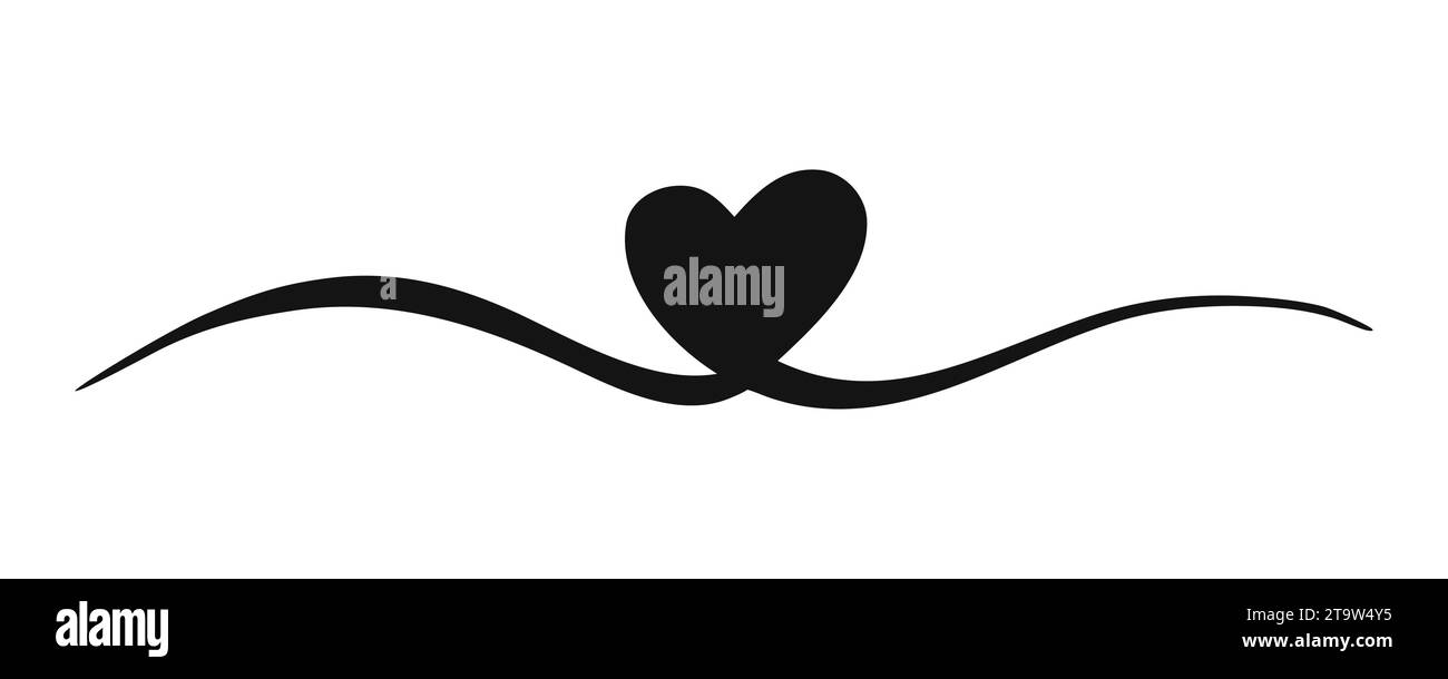 Heart Valentine's Day swash hand painted with brush and ink, isolated ...