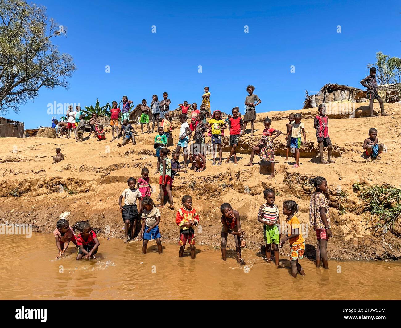 Madagascar, Tsiribihina river, people in a riverside village Stock ...