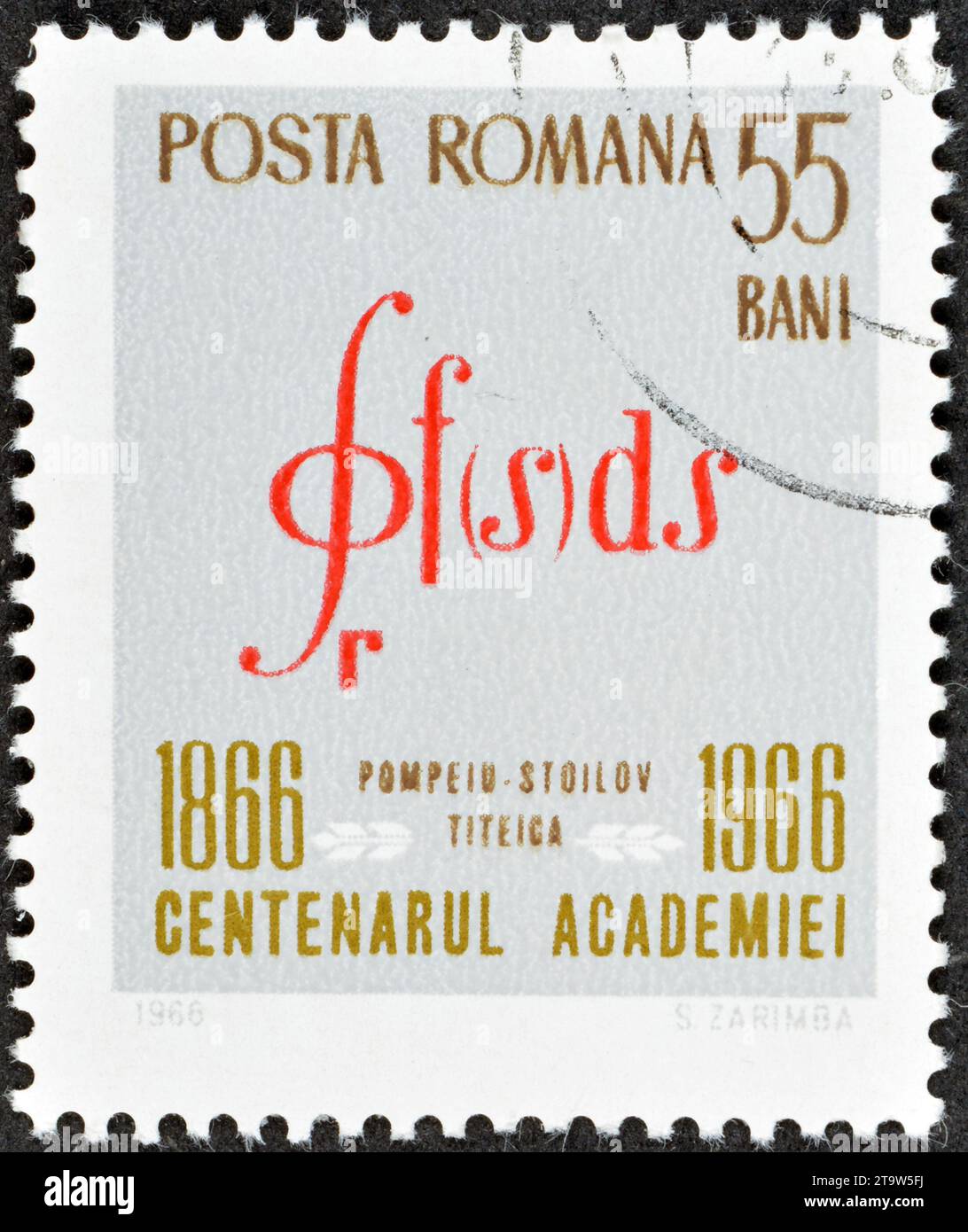 Cancelled postage stamp printed by Romania, that shows Mathematics ...
