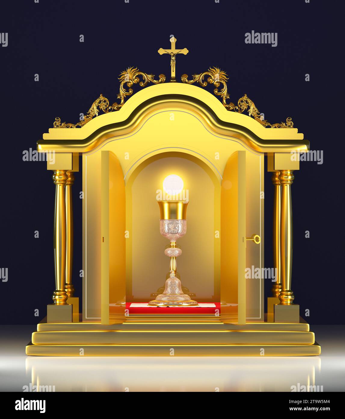 The Body and Blood of Our Lord Jesus Christ. Consecrated host and wine ...