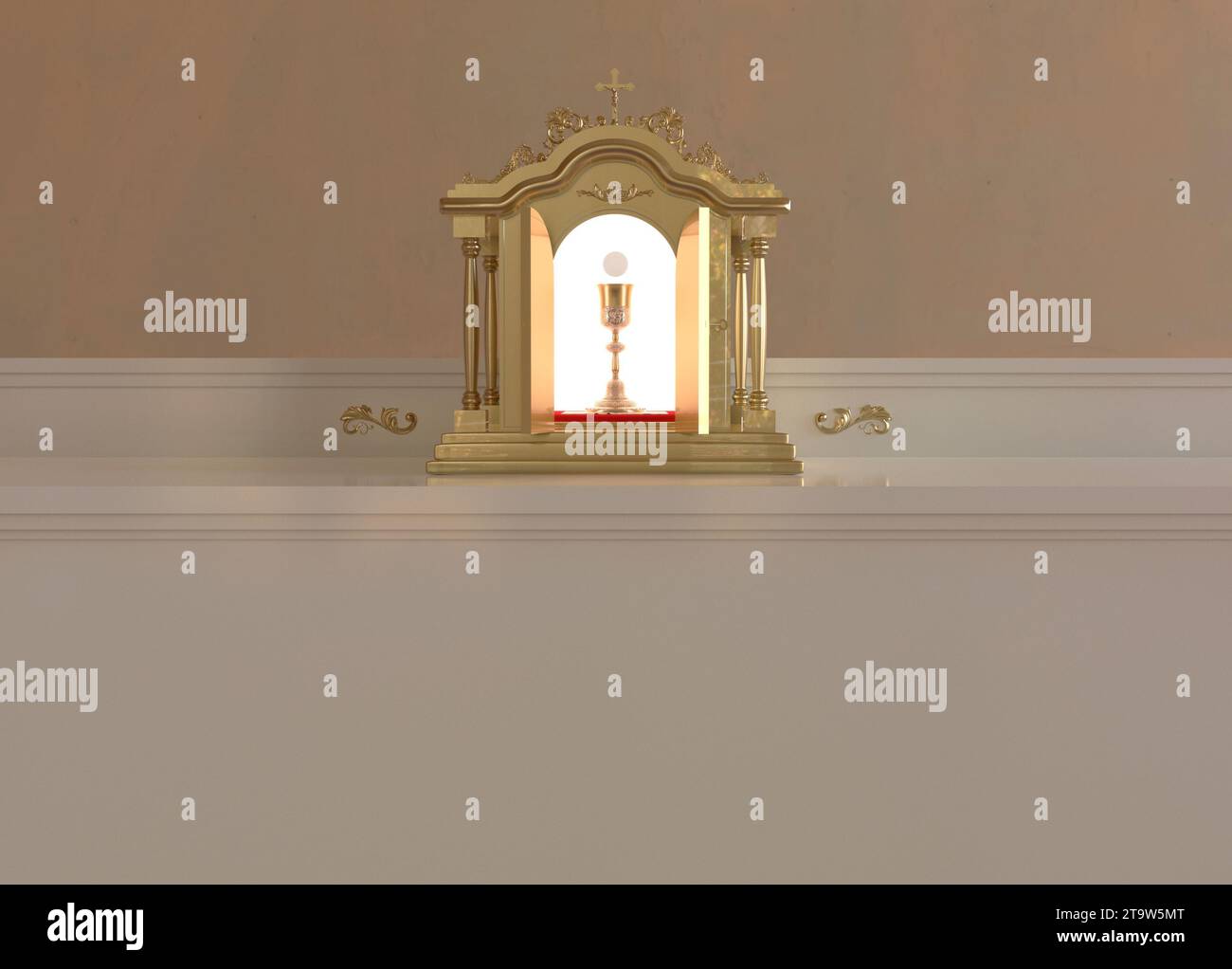 The Body and Blood of Our Lord Jesus Christ. Consecrated host and wine ...