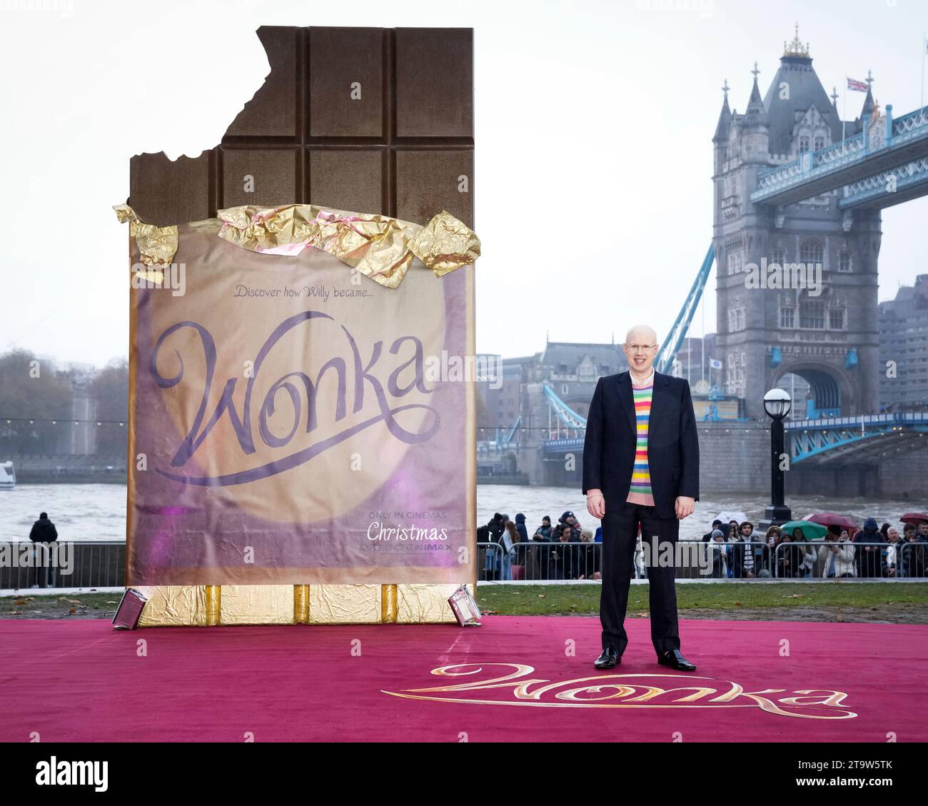Matt Lucas poses for photographers upon arrival at the photo call of the film 'Wonka' in London ...