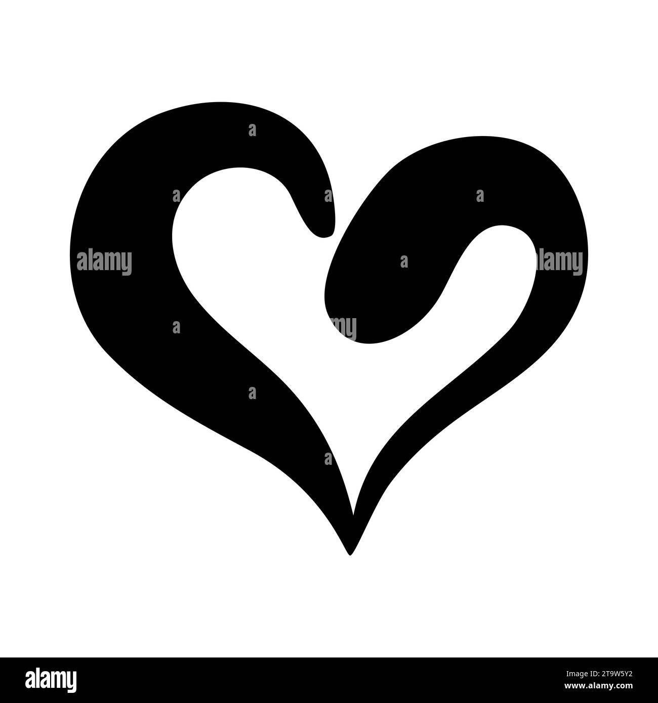 Heart hand drawn ink brush. Elegant stylized hand painted heart symbol ...