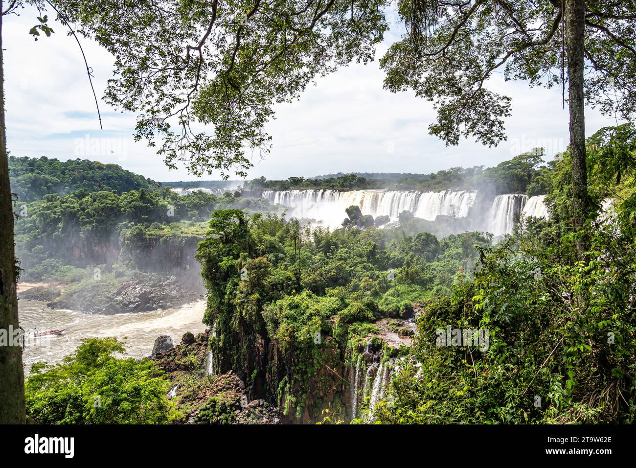 Iguazu Falls, the largest series of waterfalls of the world, located at ...