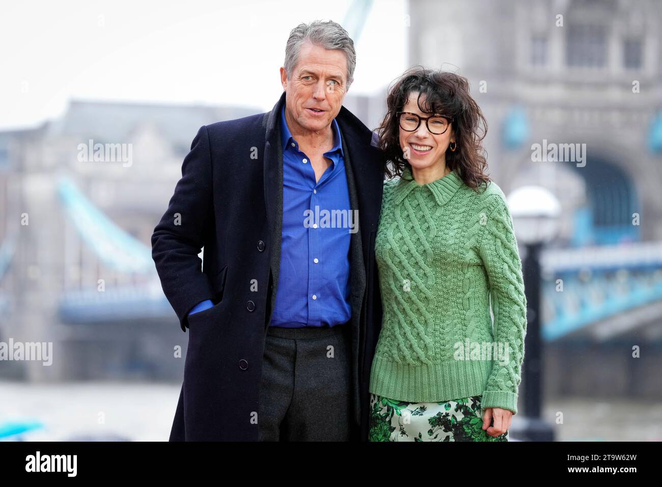 Hugh Grant, left, and Sally Hawkins pose for photographers upon arrival at the photo call of the ...