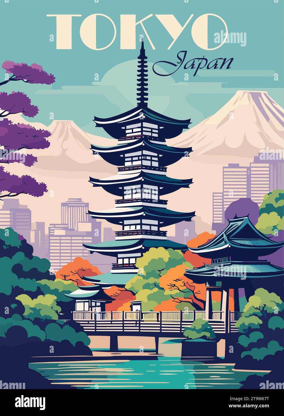Tokyo, Japan Travel Poster in retro style Stock Vector Image & Art - Alamy