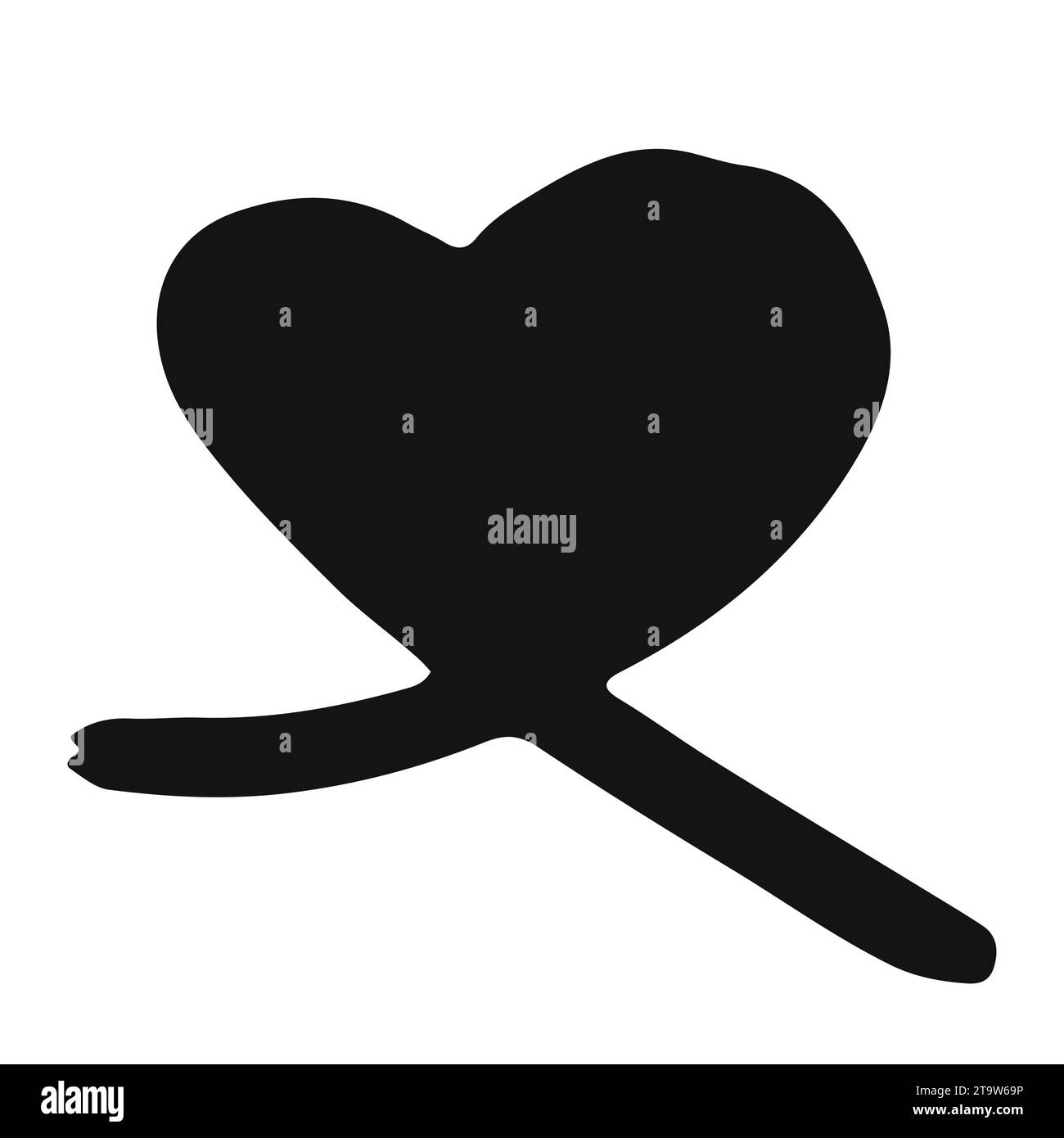 Heart hand drawn ink brush. Elegant stylized hand painted heart symbol ...