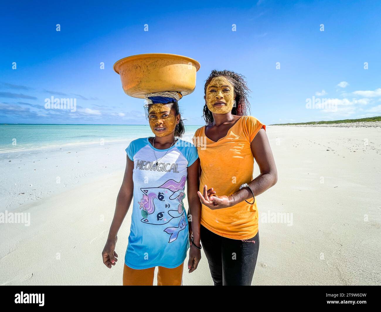Madagascar, Ambatomilo, portrait of two women on the beach Stock Photo ...