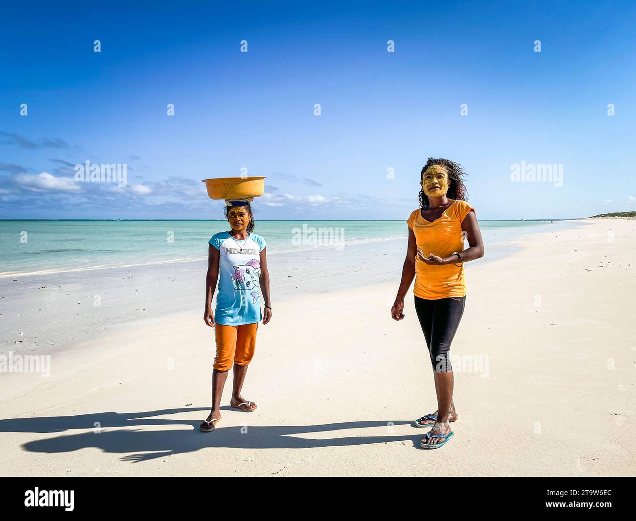 Madagascar, Ambatomilo, portrait of two women on the beach Stock Photo ...