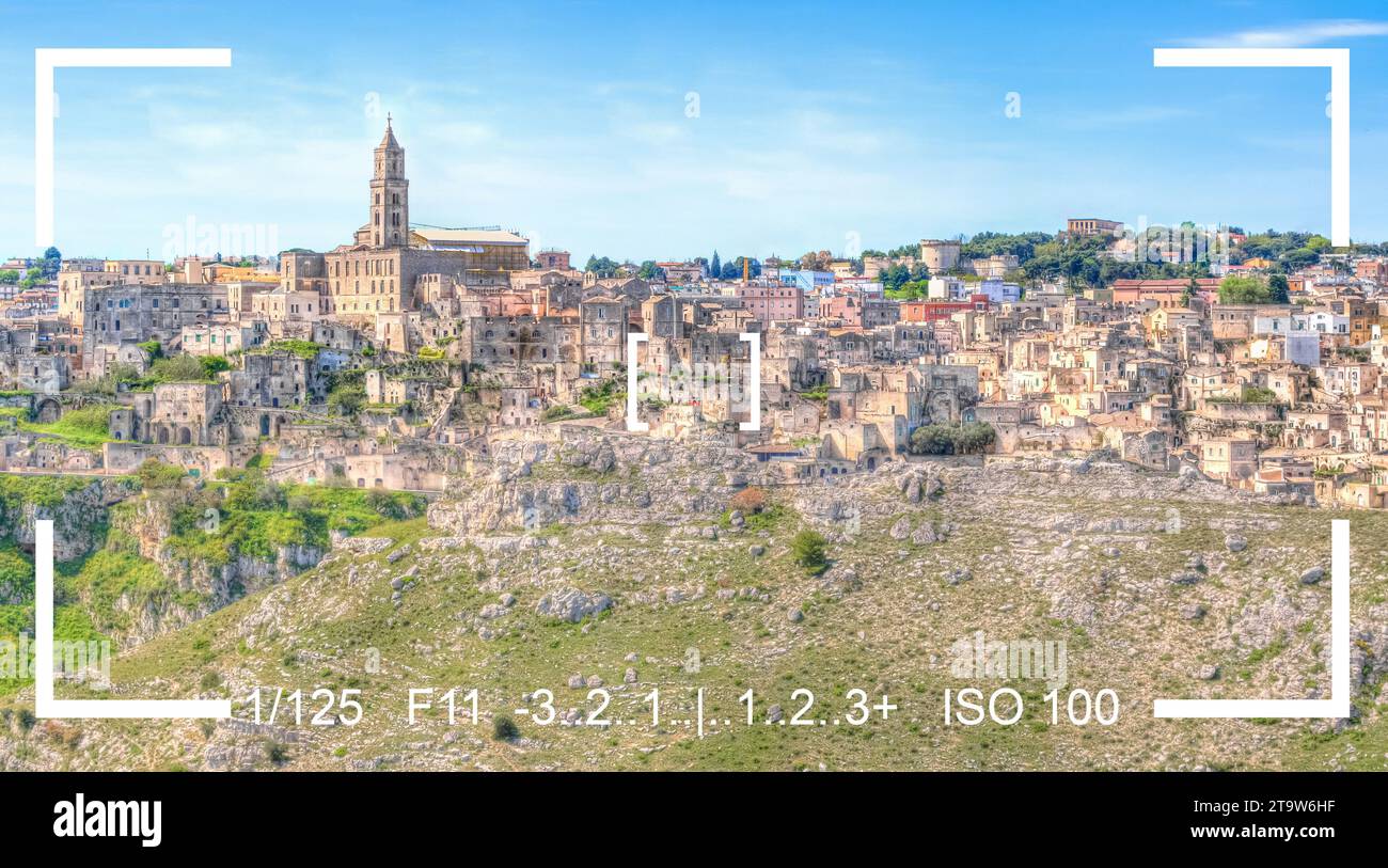 photography focus finder camera view panoramic view of sassi di Matera ...