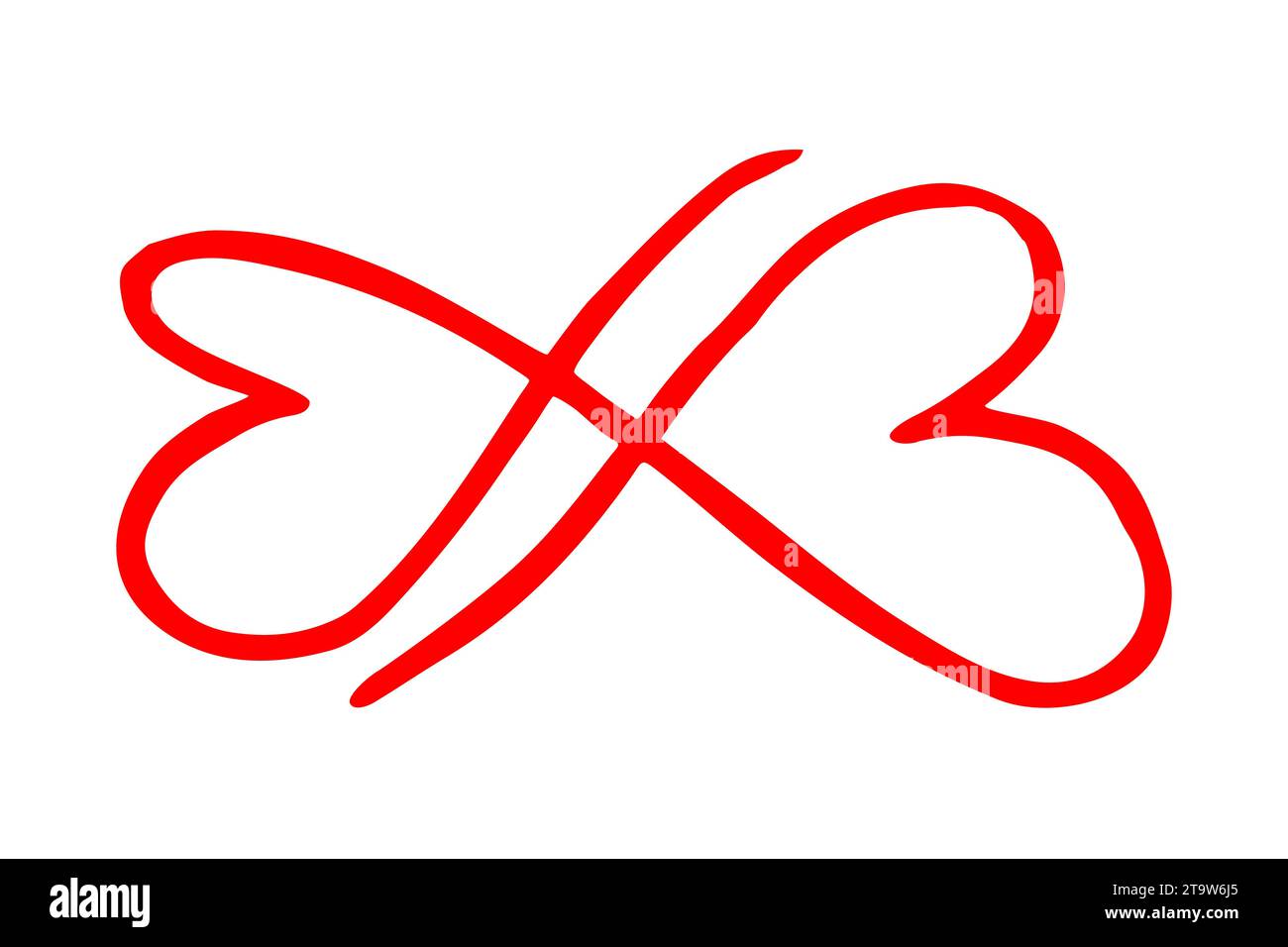 Infinity symbol with two hearts intersecting. Hand painted with black ...